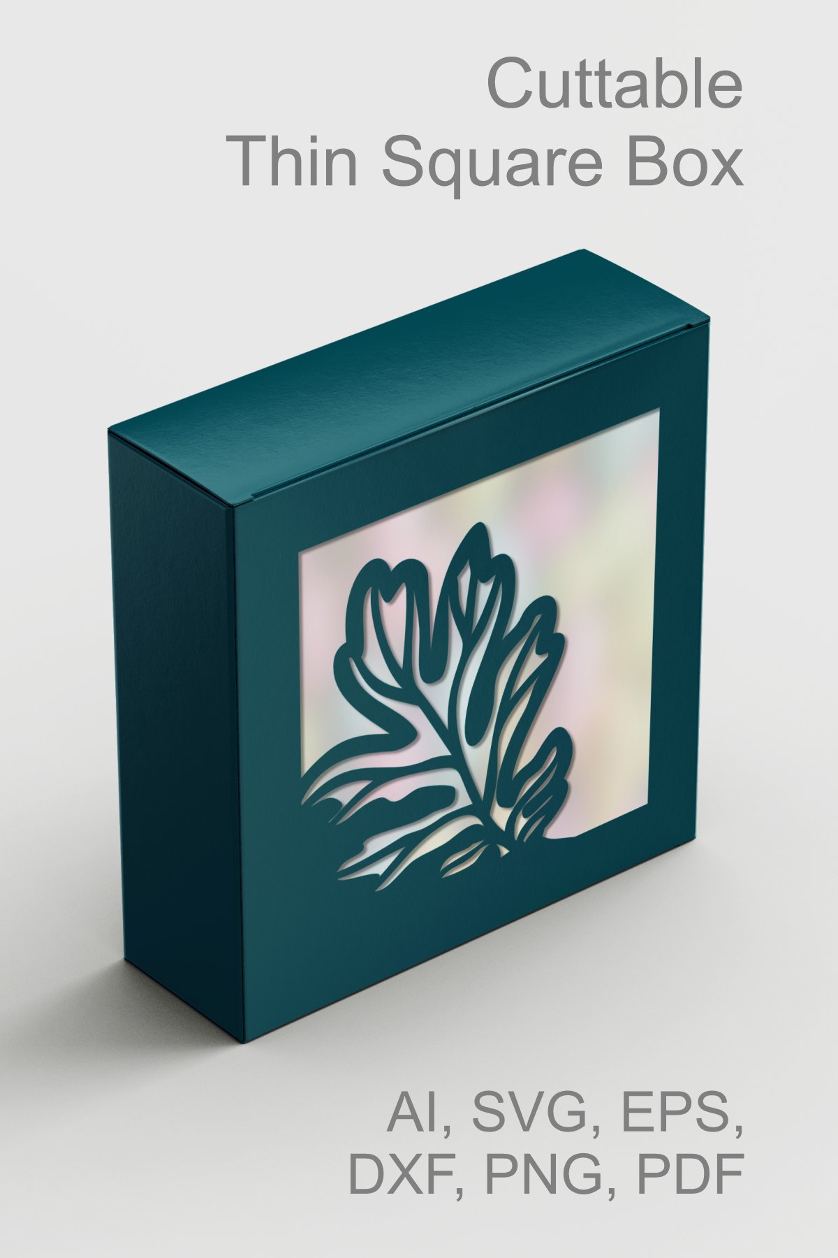 Oak Leaf in Square Window - Thin Square Favor Box Template