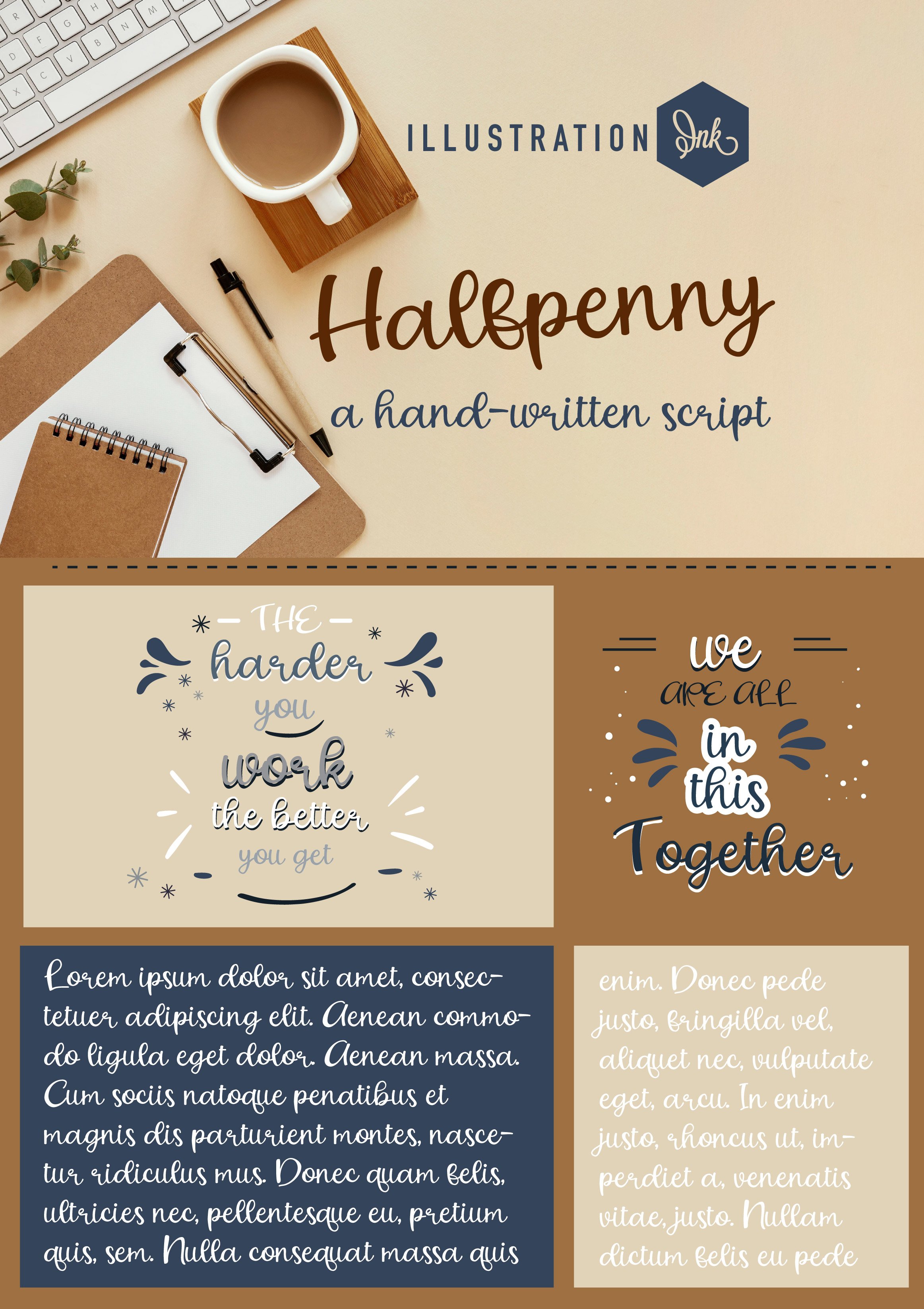 Handcrafted cursive script