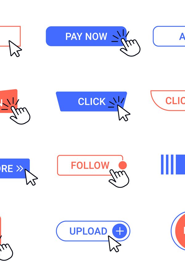 Click button. Web pointer clicking buttons, computer app int