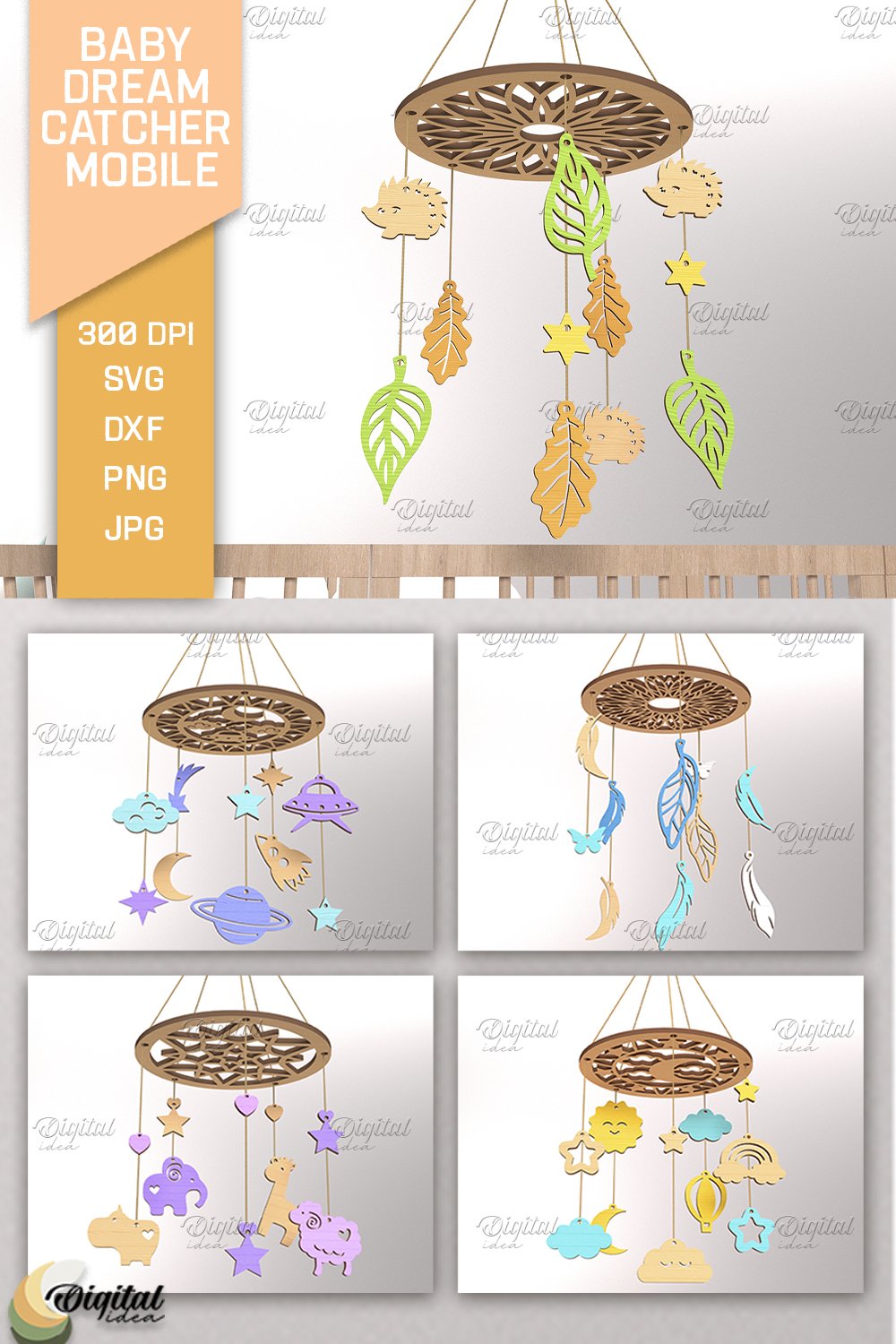 Baby Dream Catcher Mobile Laser Cut. Nursery Decor (3026058)