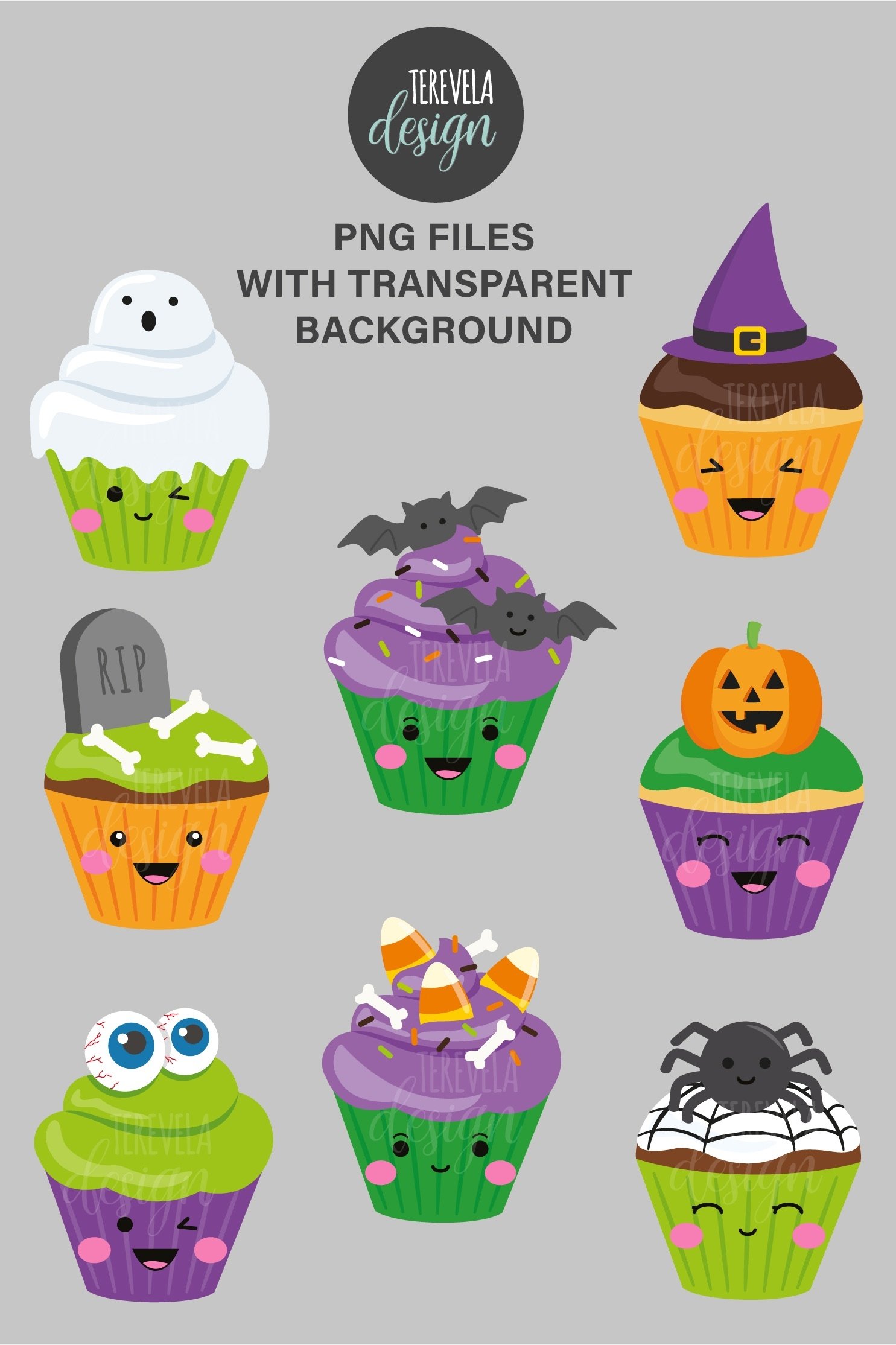 CUTE HALLOWEEN CUPCAKES SUBLIMATION, KAWAII HALLOWEEN