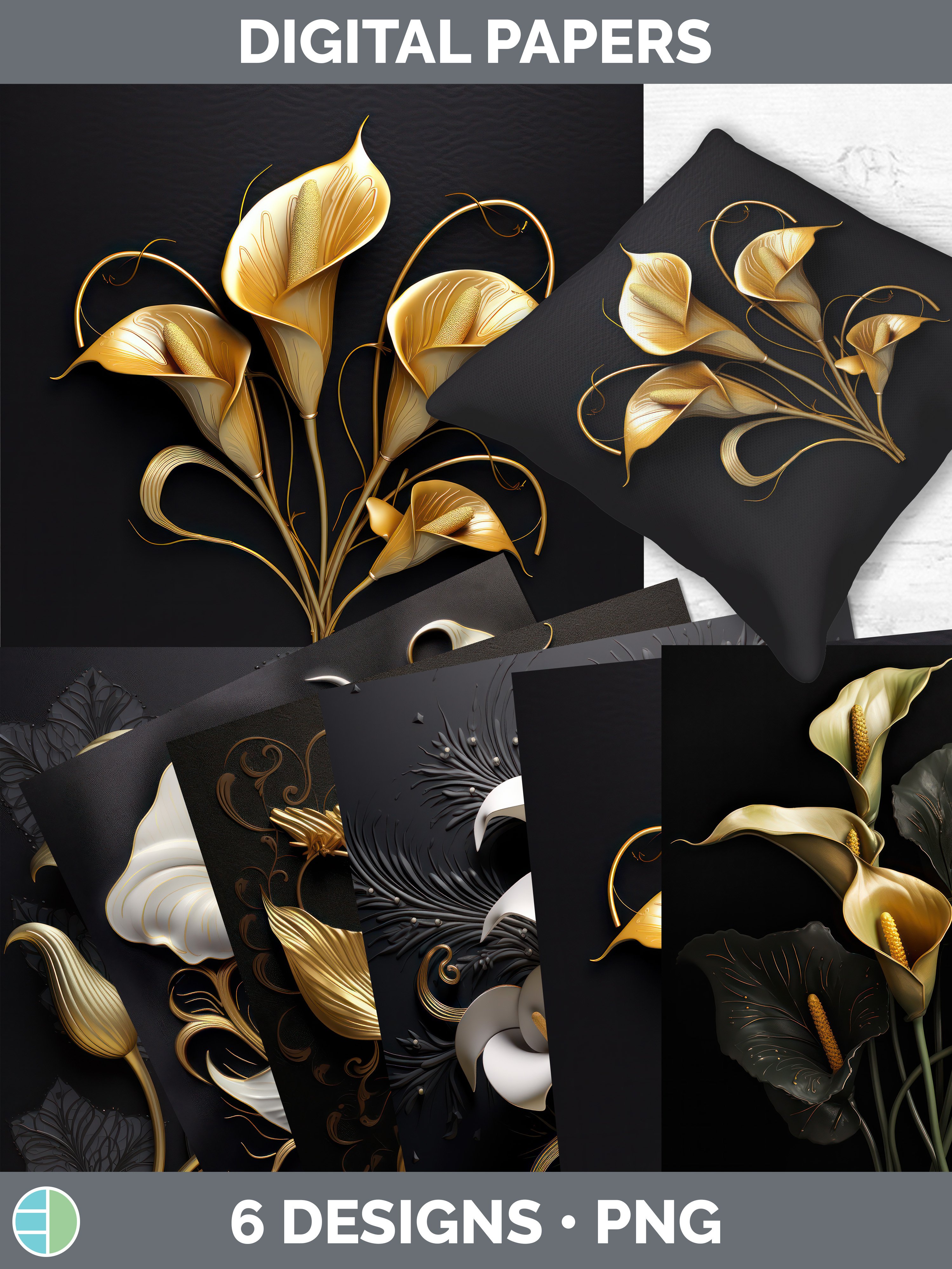 3D Calla Lily Flowers Paper Backgrounds | Digital Scrapbook