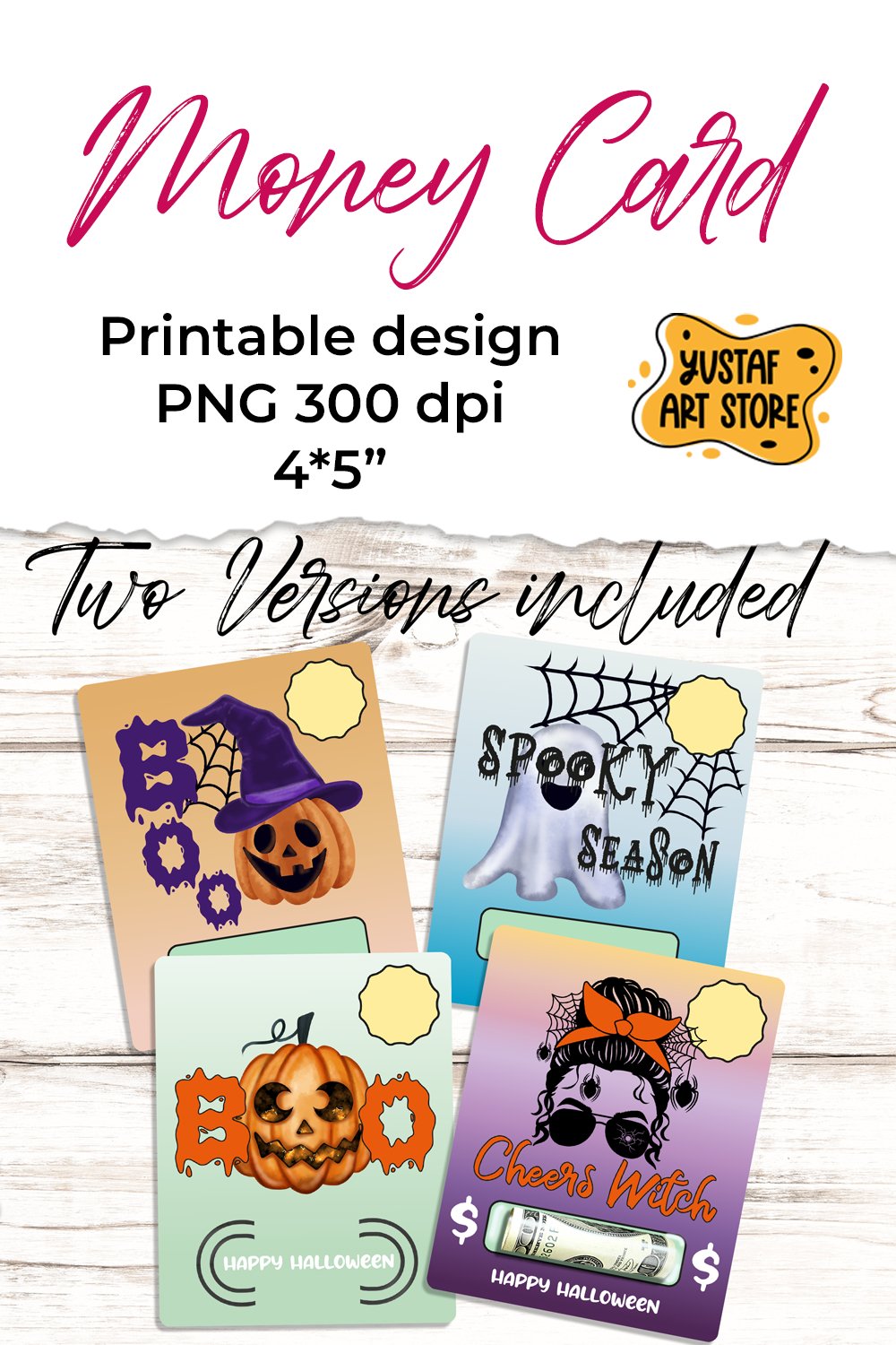 Halloween Money Card printable 4 design. Money card holder