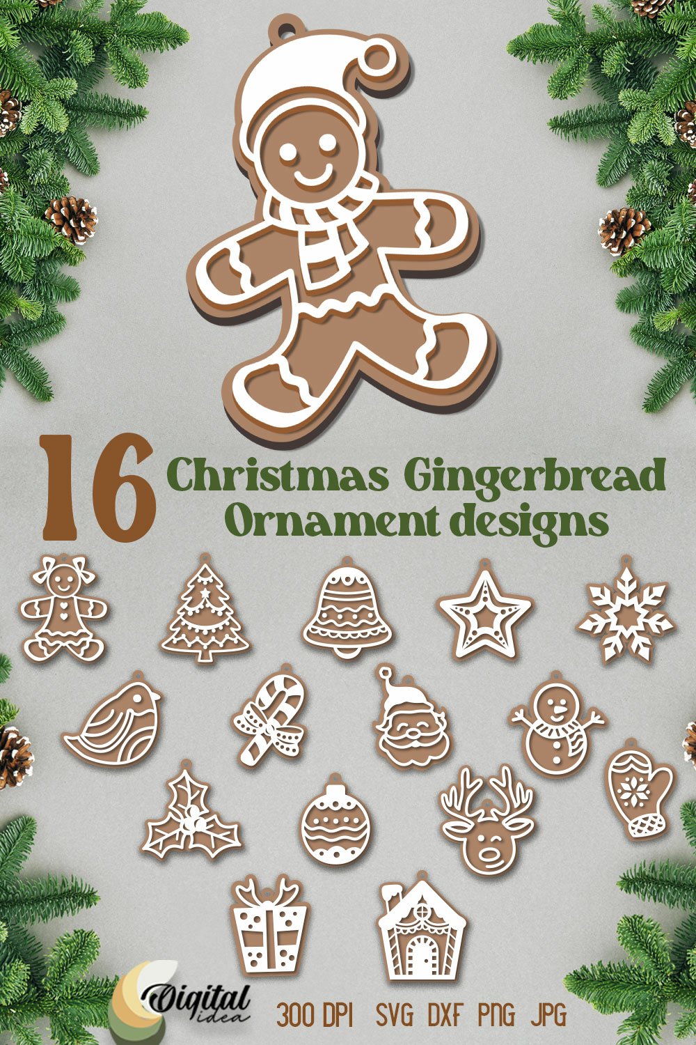 Christmas Gingerbread Ornament Bundle Laser Cut.