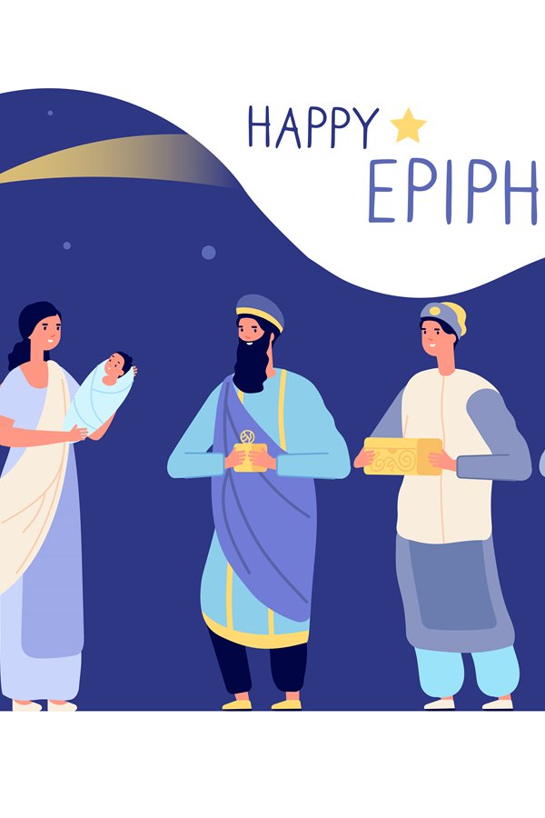 Happy epiphany. Three wise men, winter holiday christian fes