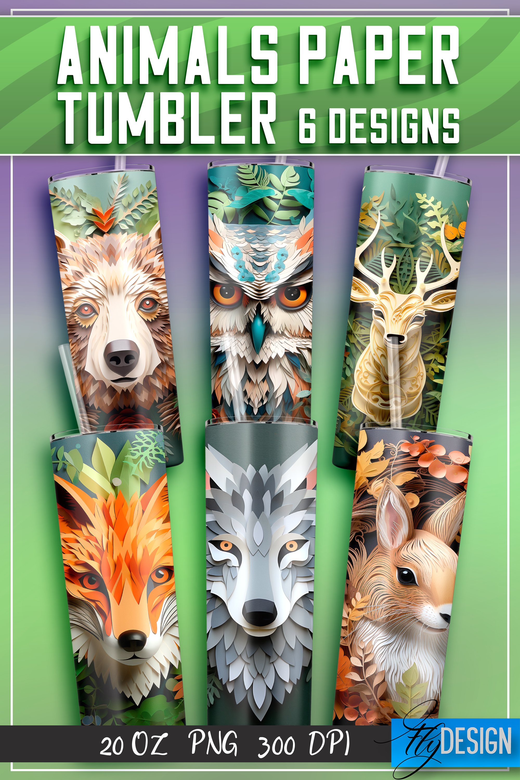 Animals Paper Tumbler Designs|3d Paper Animal Wrap Tumbler 2