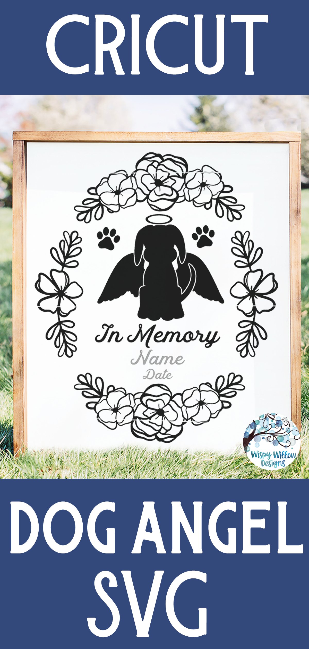 In Memory of Dog with Angel Wings SVG | Pet Memorial SVG