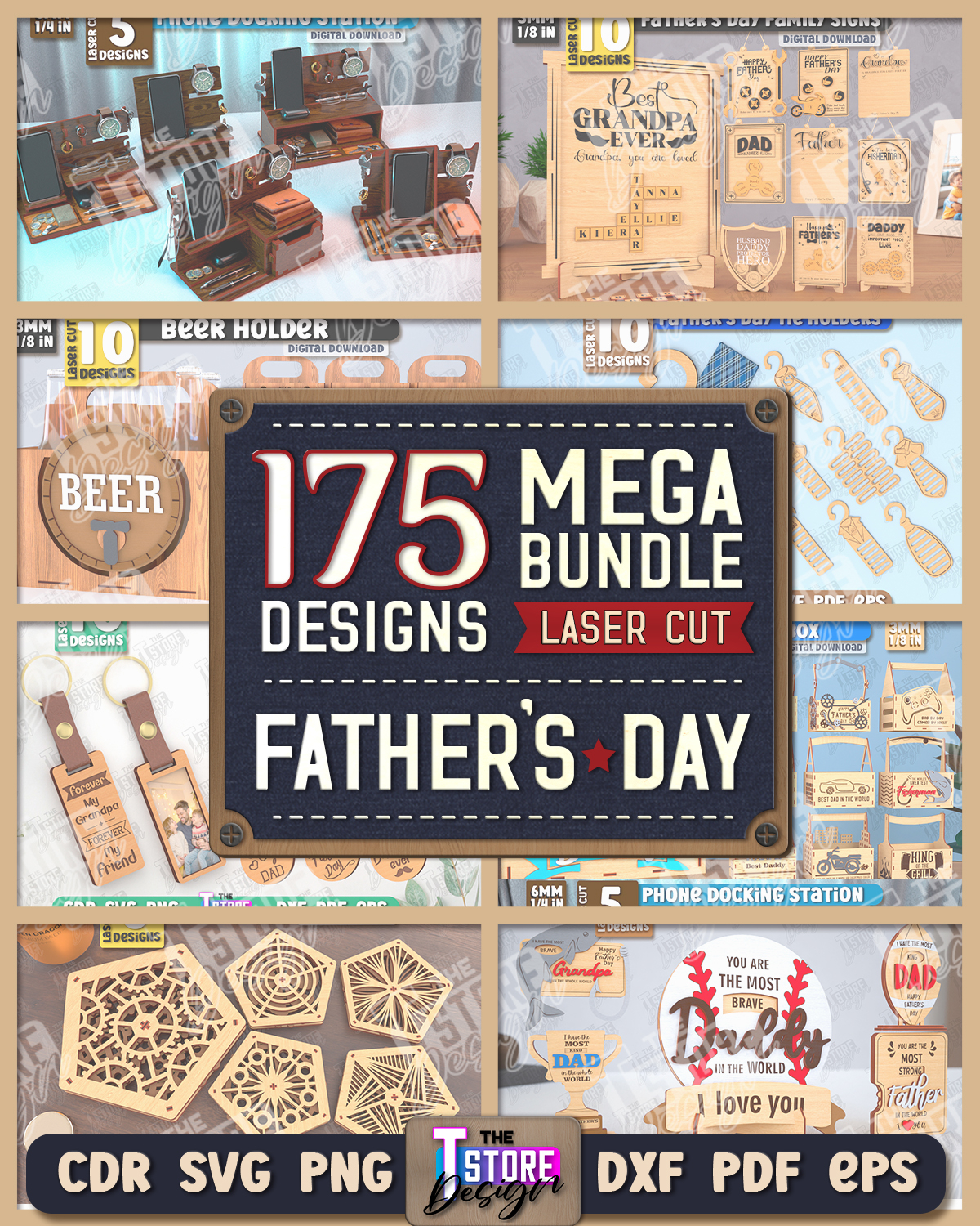 175 Father's Day Mega Bundle Laser Cut, 3D Men's Mega Bundle