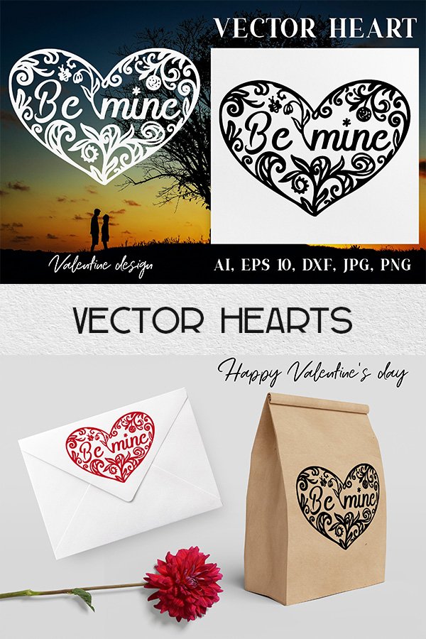 Be Mine Heart SVG | Valentine's Day or Wedding | Floral hear