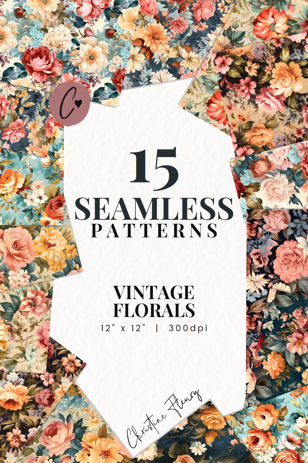Seamless Vintage Floral Digital Paper