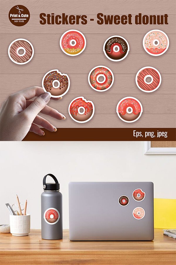 Donut Dessert digital sticker set