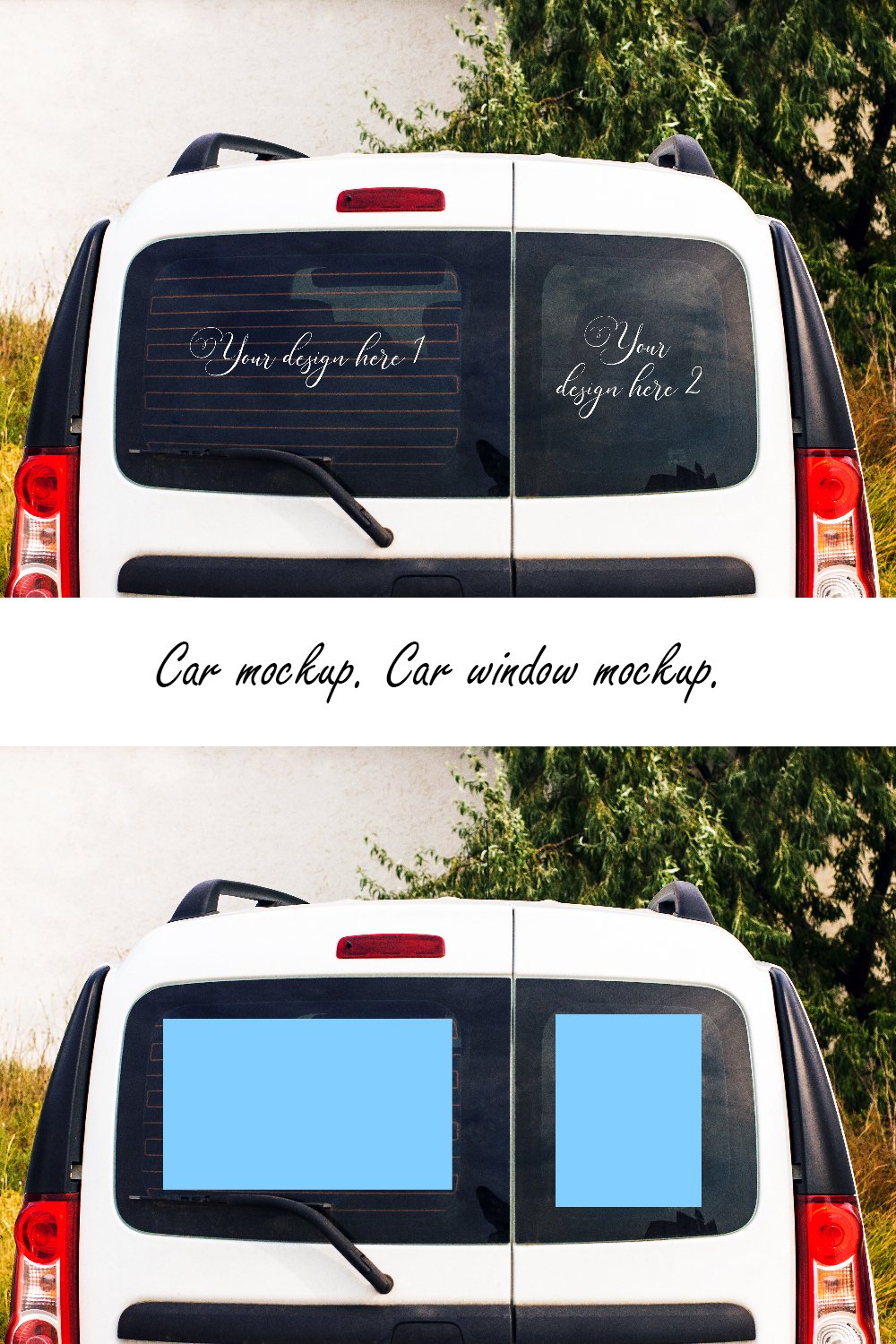 Car mockup. Car window mockup.