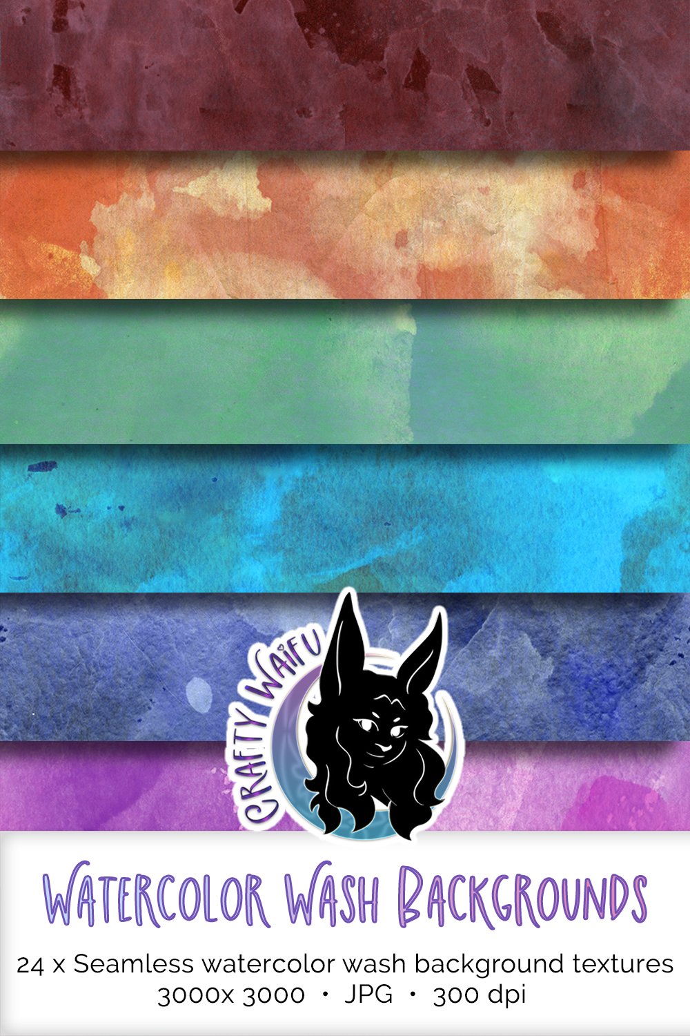 24 Watercolor Wash Seamless Digital Painting Textures