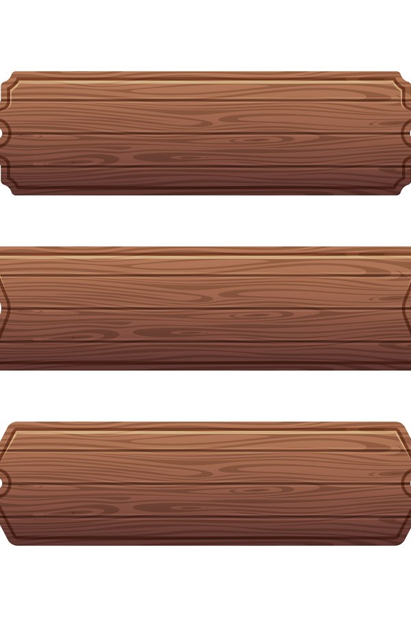 Set of various wooden banners