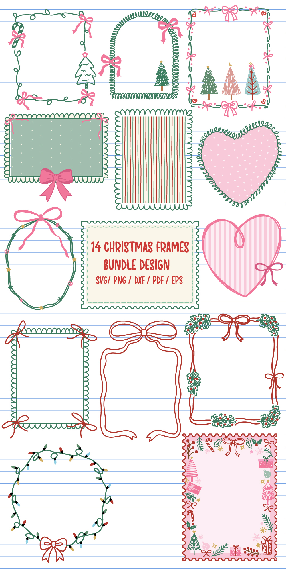 Christmas Frame SVG, Hand Drawn Coquette Christmas (6303539)