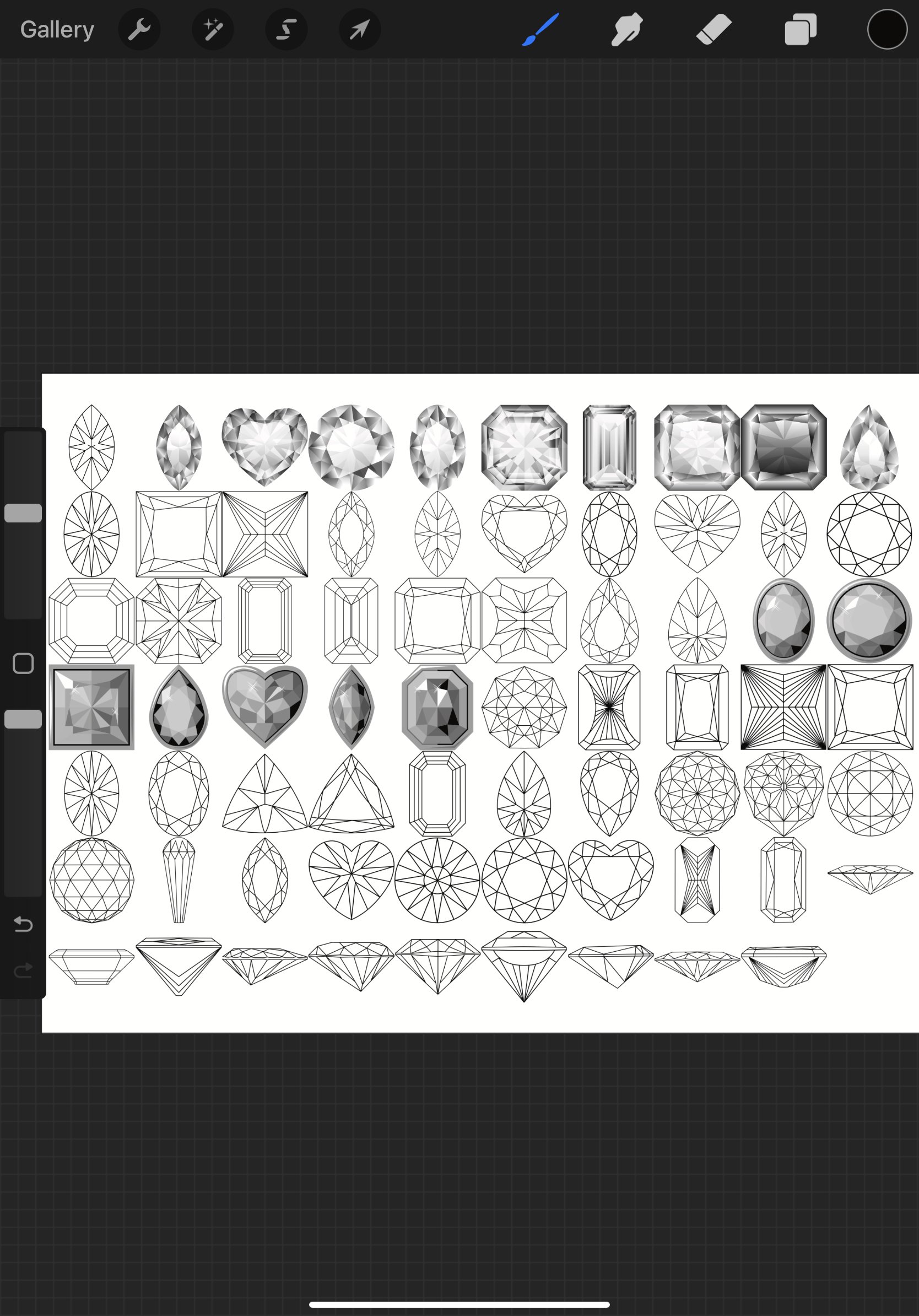 Diamonds Set 1 Procreate Brush Stamps, 69 Diamonds