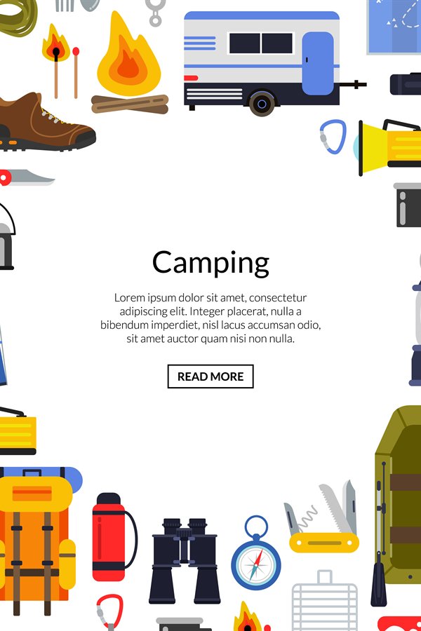 Vector flat style camping elements background (828597)
