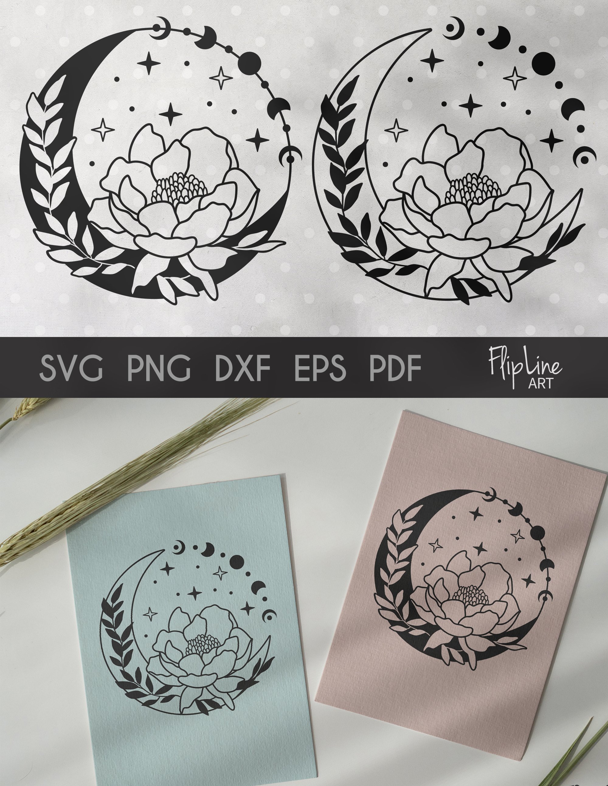 Boho Moon SVG & PNG clipart