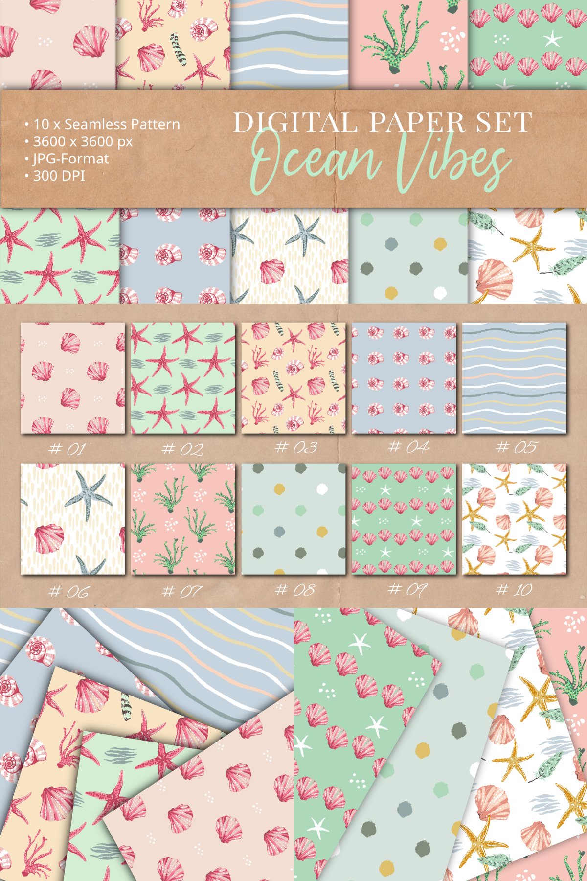 Summer Pattern Set - 10 seamless Patterns