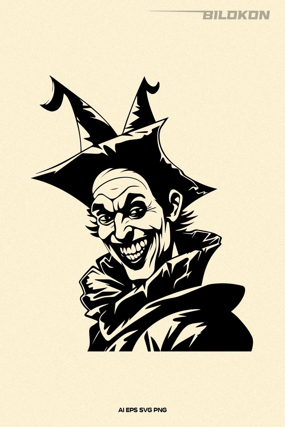 Medieval jester head, Scary clown, Halloween SVG