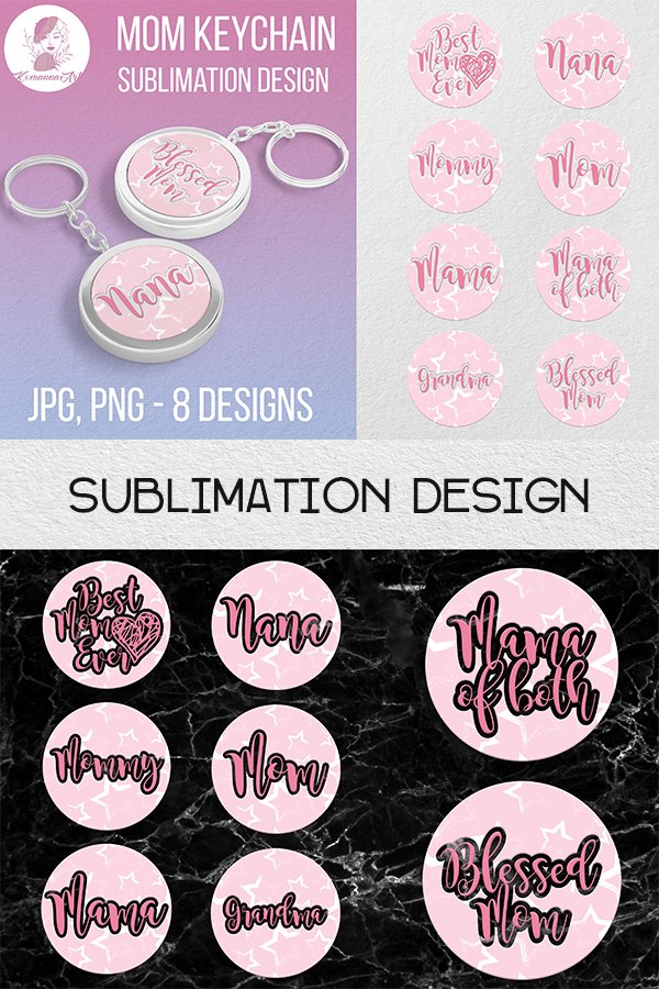 Keychain Mom Sublimation Design / Keychain Circle (1335612)
