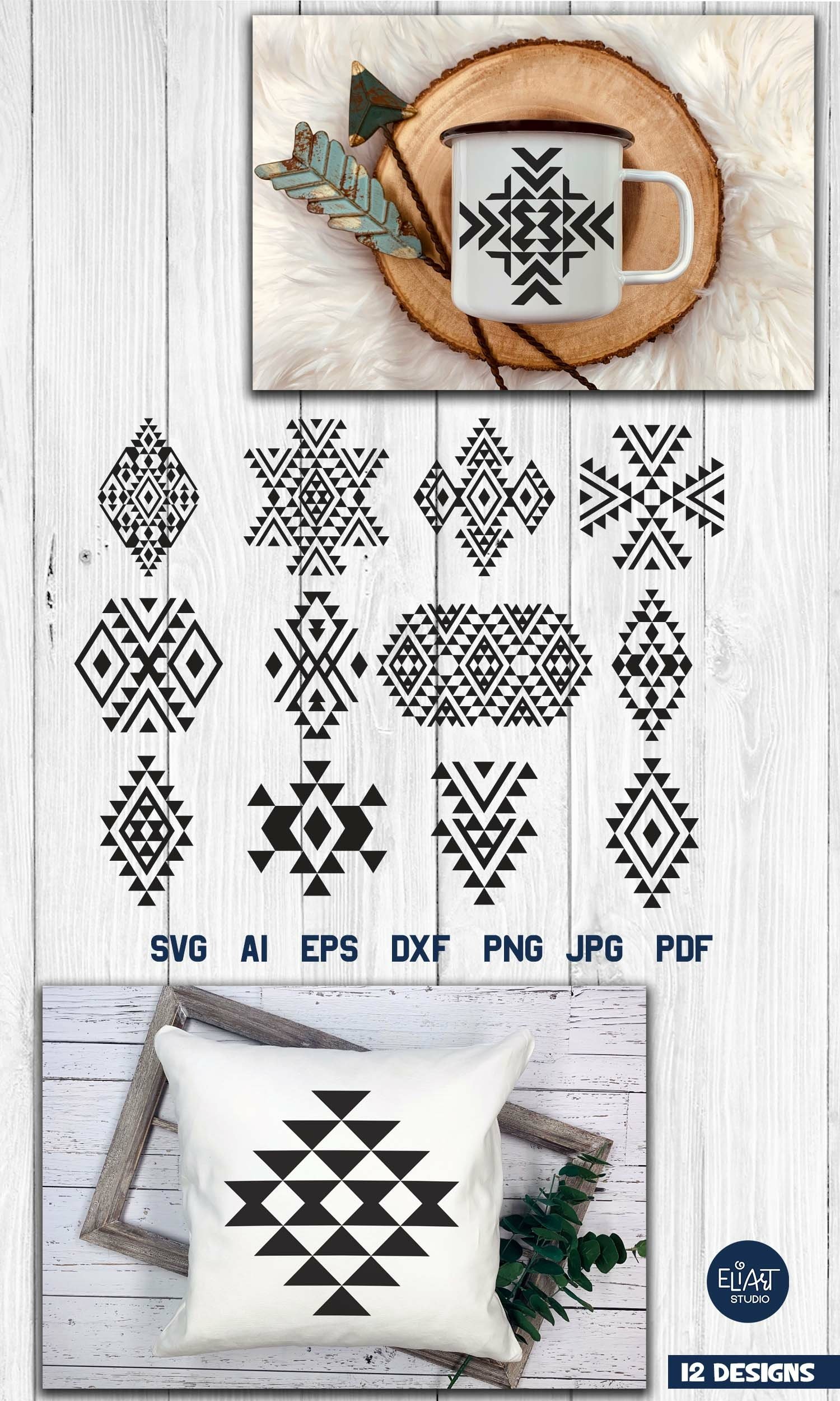 Aztec Pattern SVG Bundle | Tribal Pattern SVG Native Signs