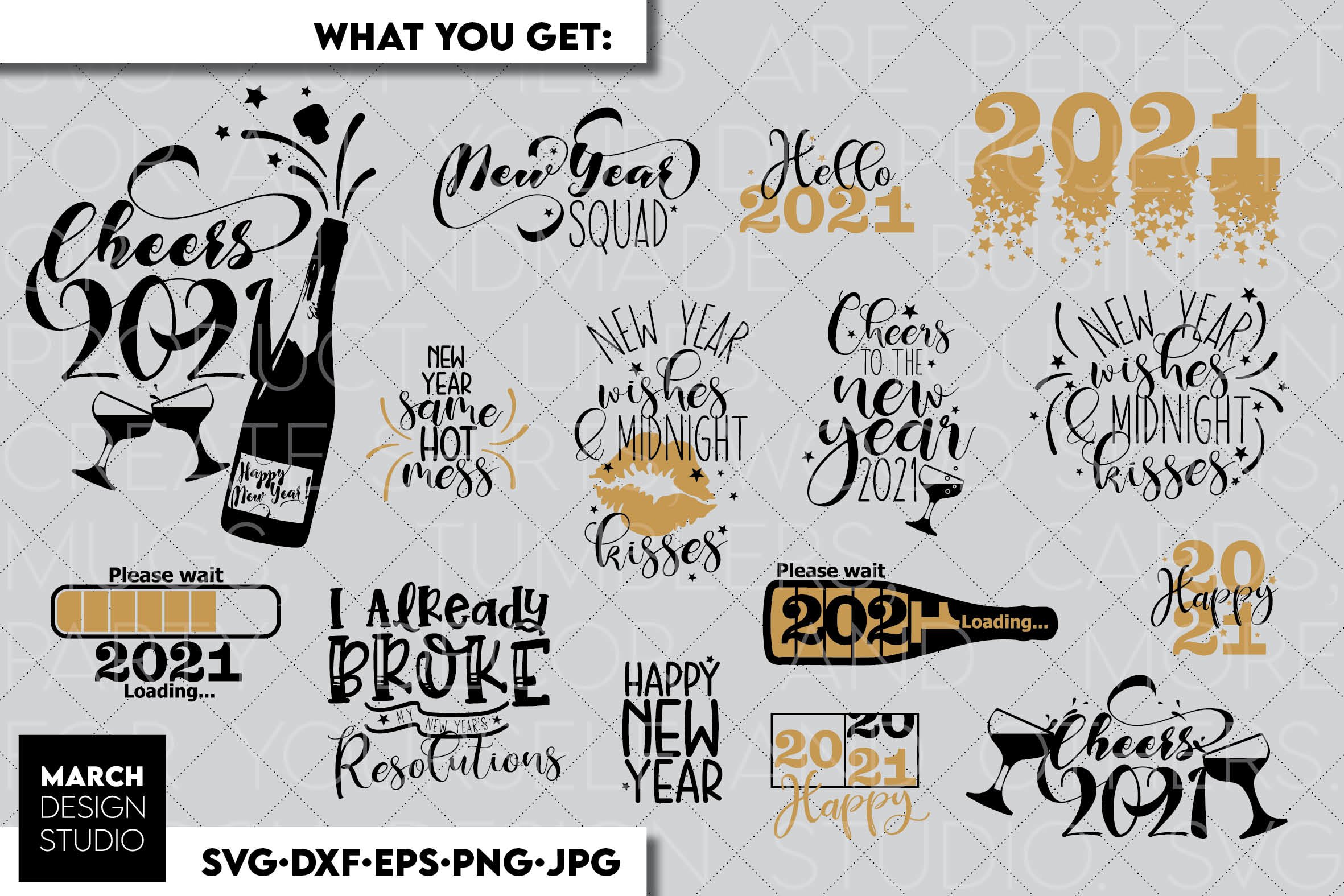 New Year SVG Bundle, Winter svg, Snowflake svg, Happy svg