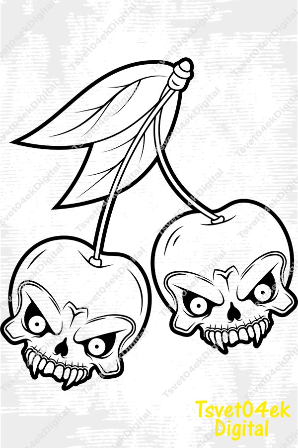 Angry cherries, skull and cherry, halloween design (1710287)