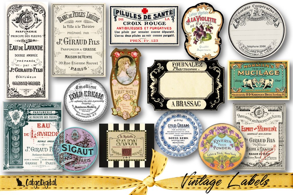 Vintage Ephemera Labels Individual files