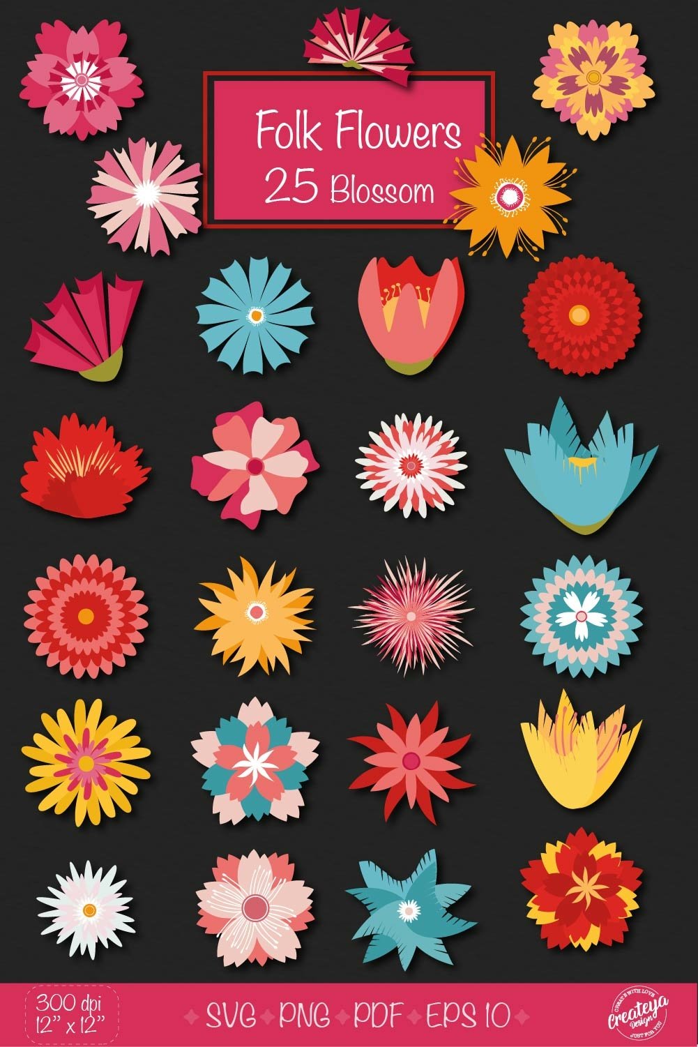 Flower SVG bundle, Hippie and Groovy flowers, Layered flower