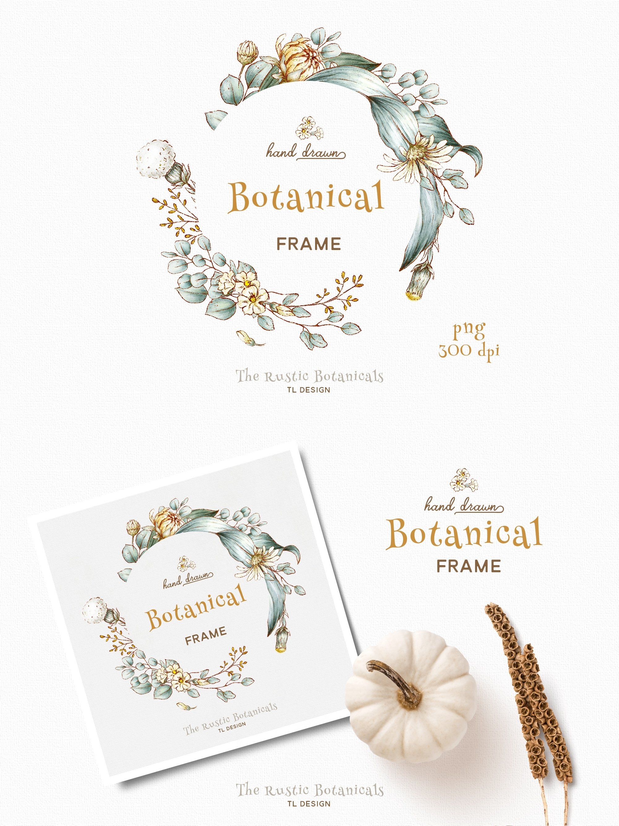 Floral Leafy Frame | Flower Wreath PNG