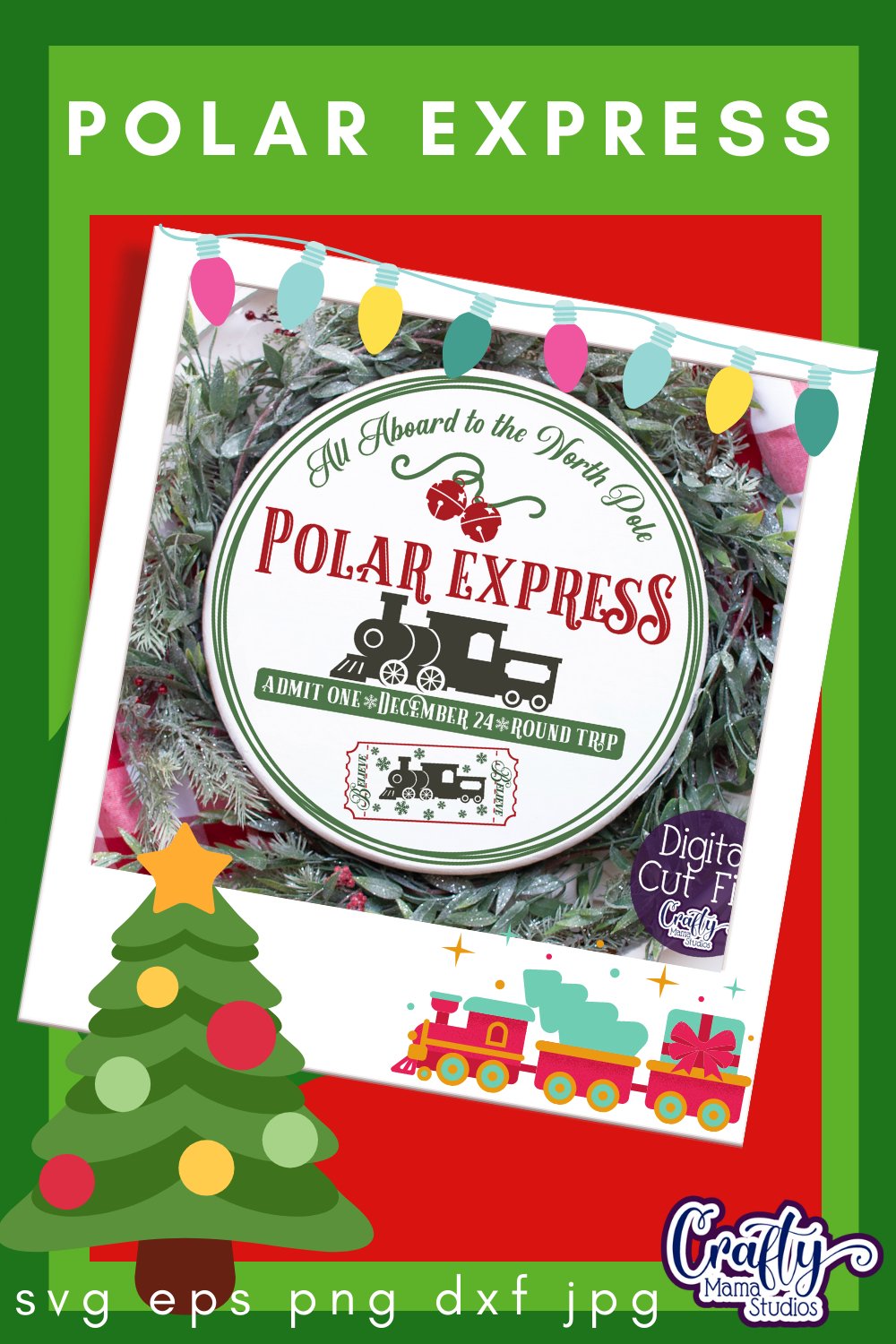 Polar Express Train Christmas Round Sign Svg