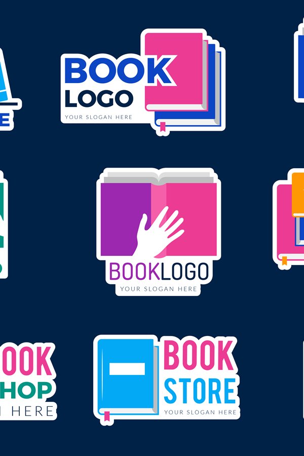 Book logo. Publishing business identity symbols stylized gra