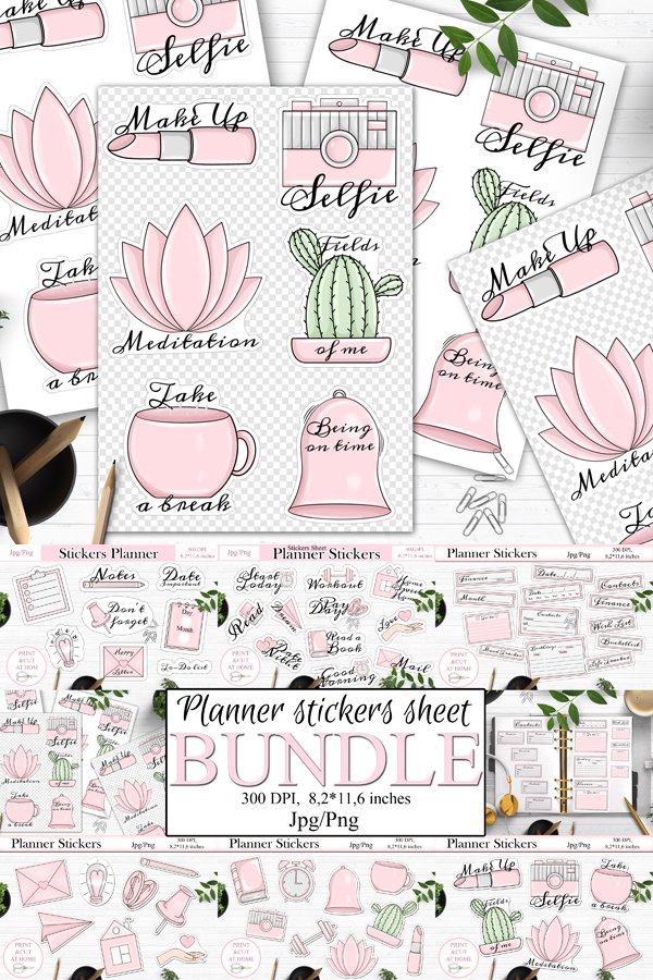 Printable Planner Stickers Design Bundle Png