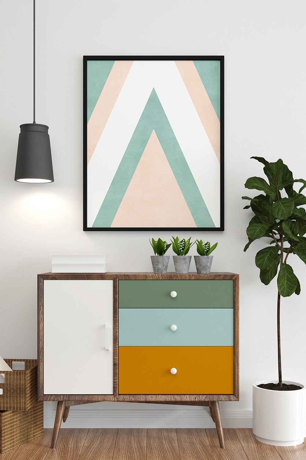 Scandinavian Poster Print, Nordic Wall Art Geometric
