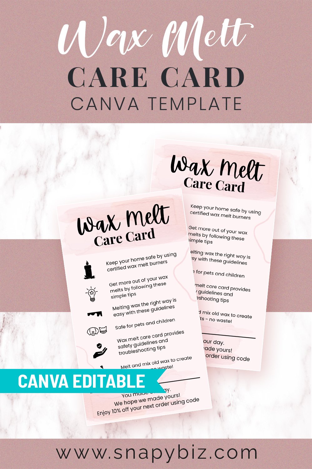 customizable Wax Melt Care Cards
