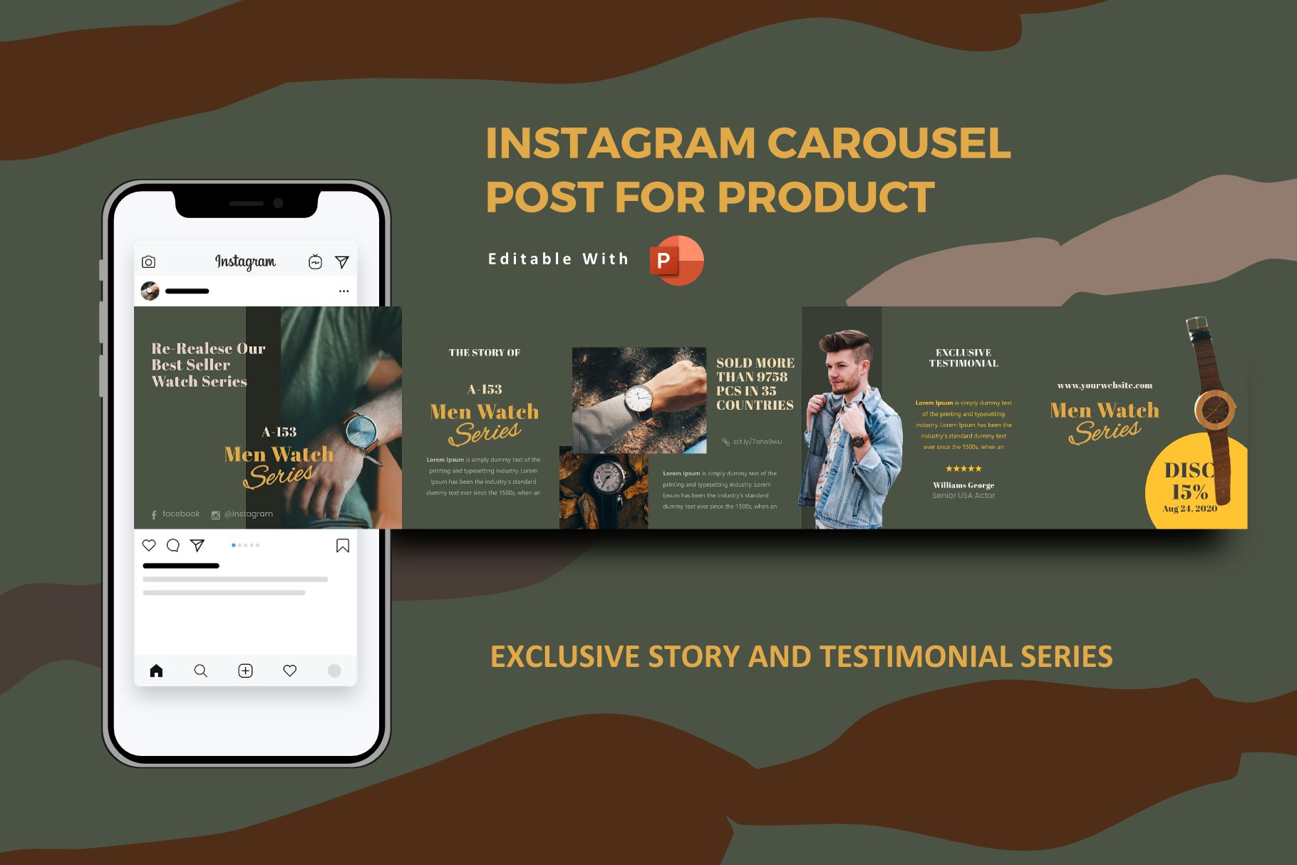 Exclusive watch story & testimonial ig carousel template