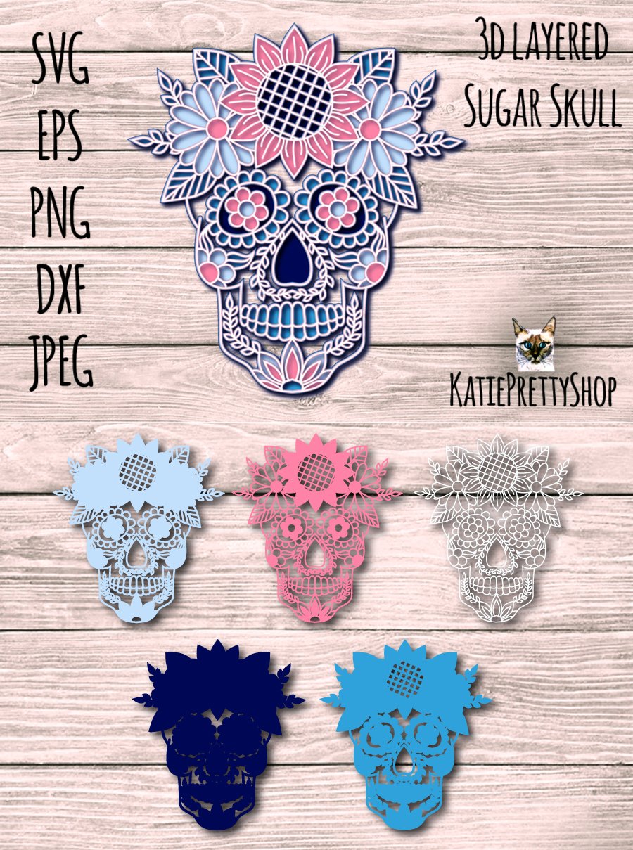 3D Layered Sugar Skull Mandala SVG Halloween (946217)