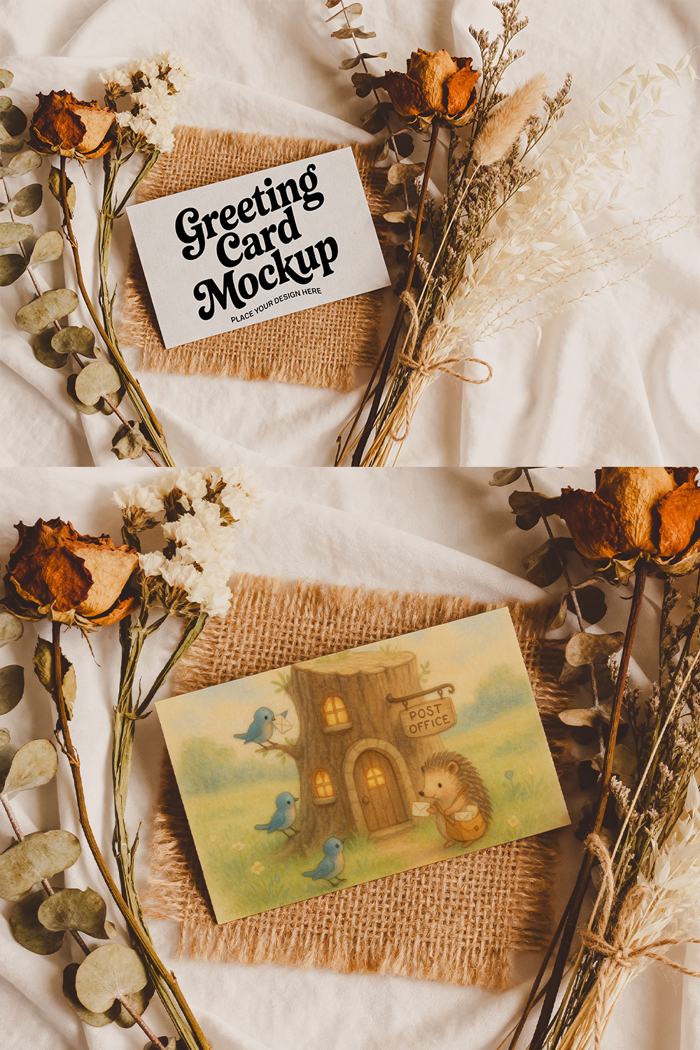 Boho Card Mockup PSD PNG JPG for illustrations, sublimation