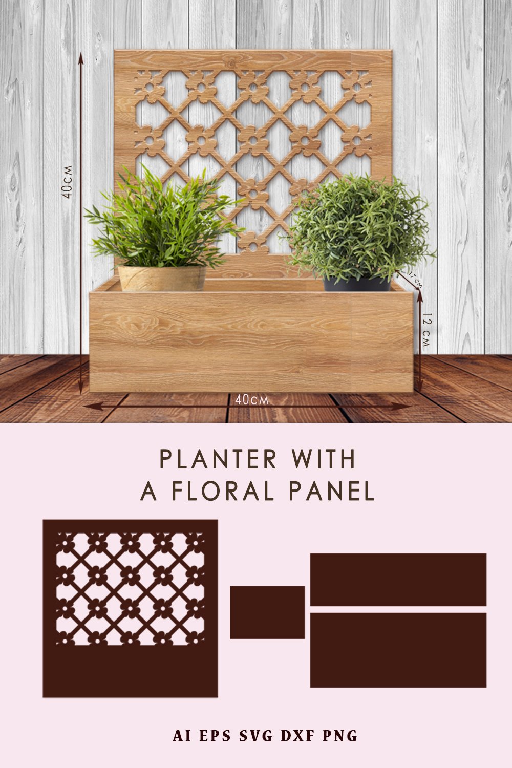Planter with a floral panel. DIY home decor