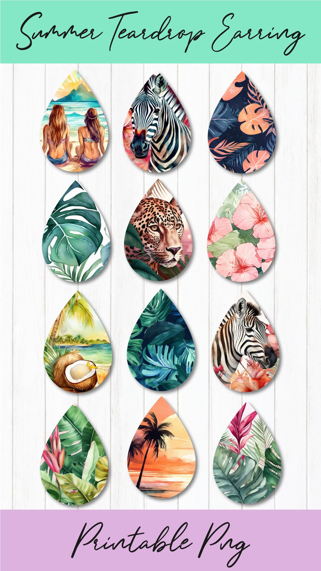 Summer Teardrop Earrings Bundle Sublimation Designs