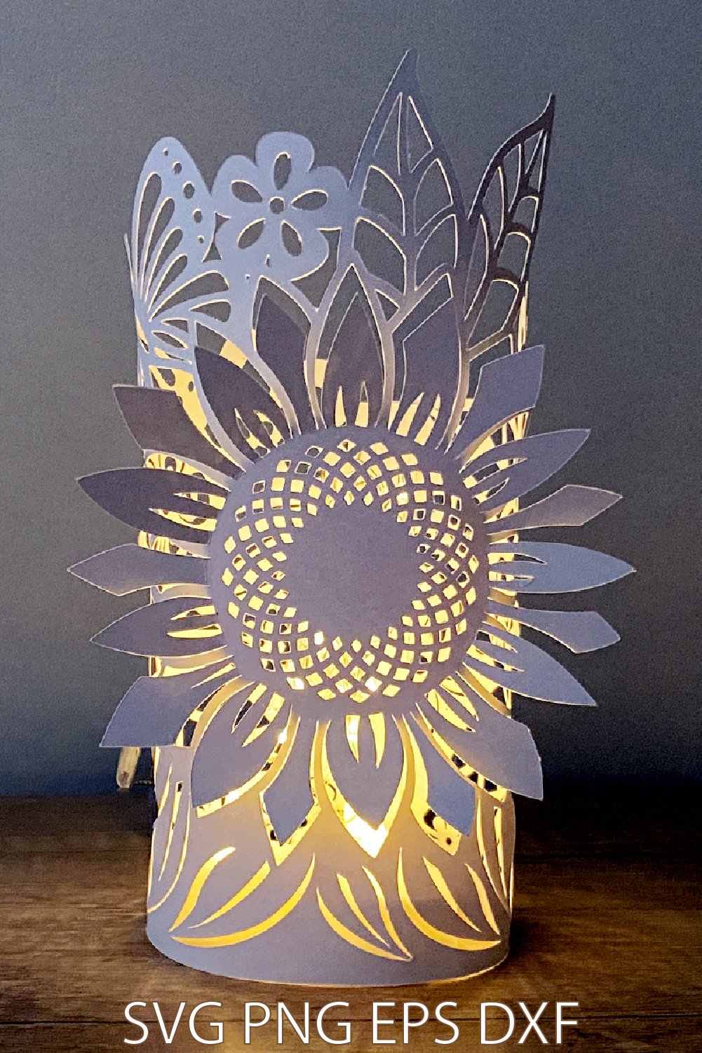 Sunflower lantern svg, summer paper lantern template