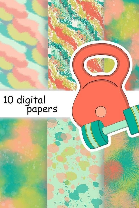 Fitness Girl PATTERN Sport Digital Paper For Stickers JPEG