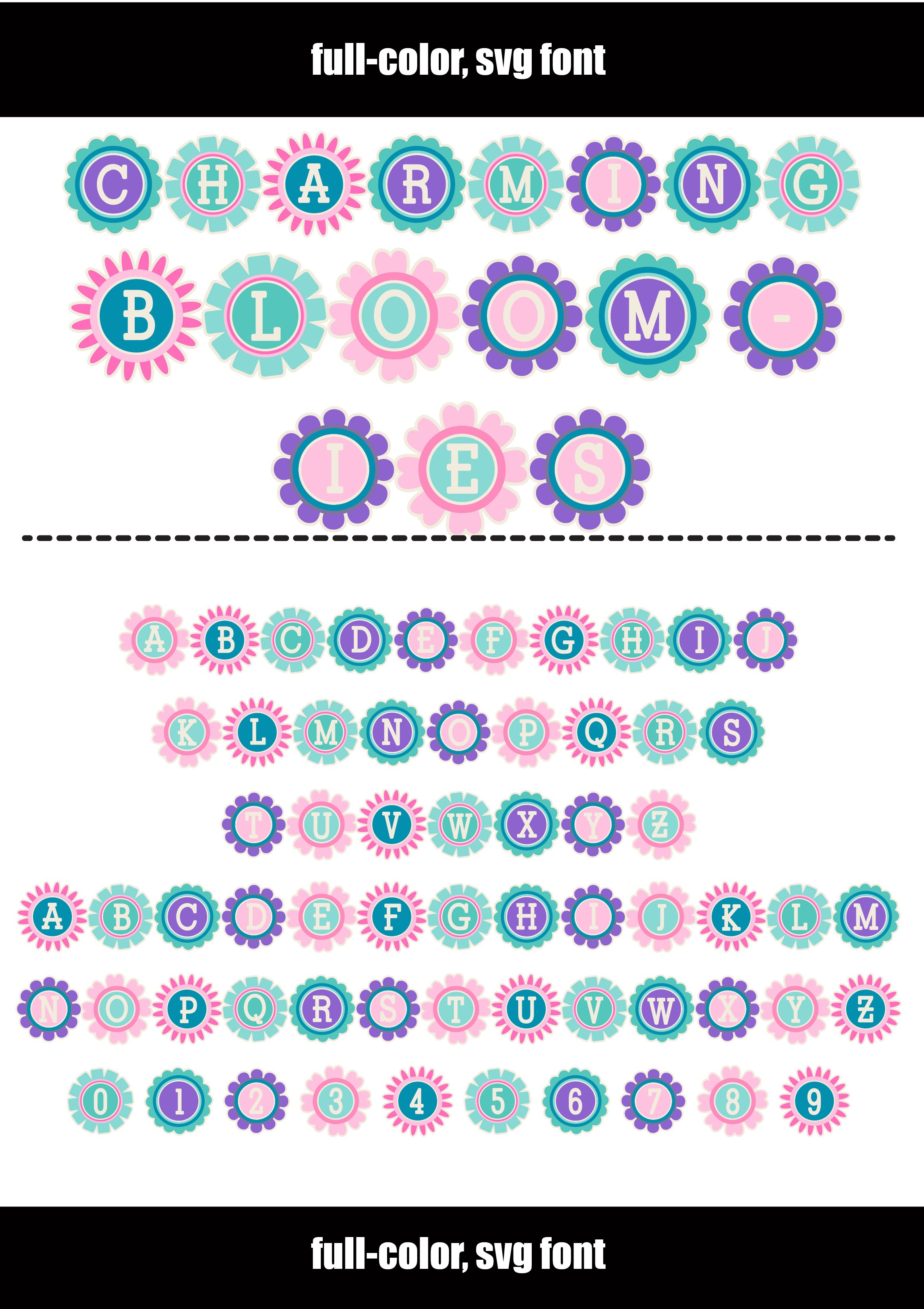 Flower Themed Full Color SVG Font