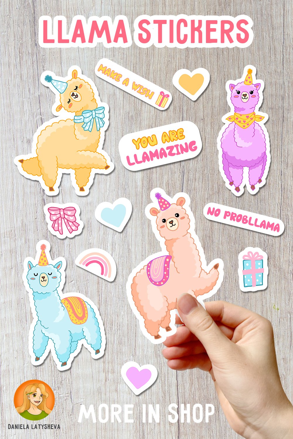 Birthday stickers, Llama stickers, positive phrases sticker