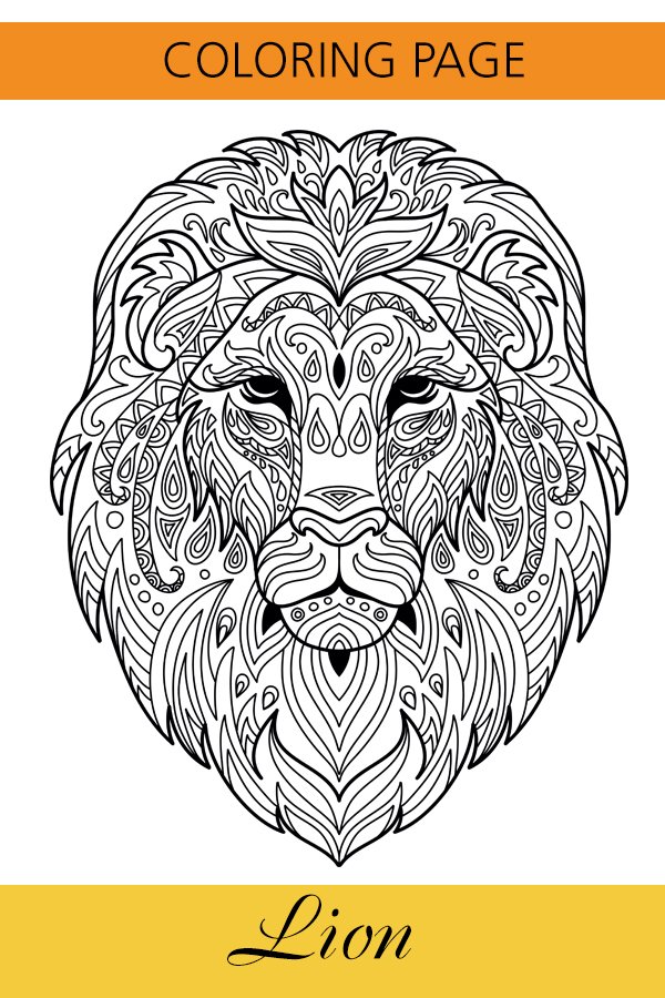 Coloring for adult tangled Lion (1551673)