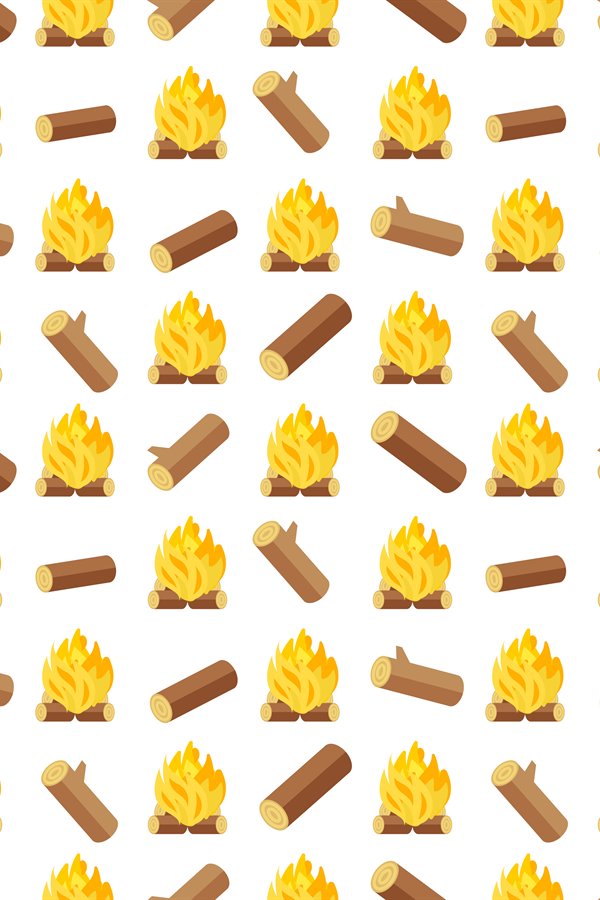 Wood logs and bonfires seamless pattern