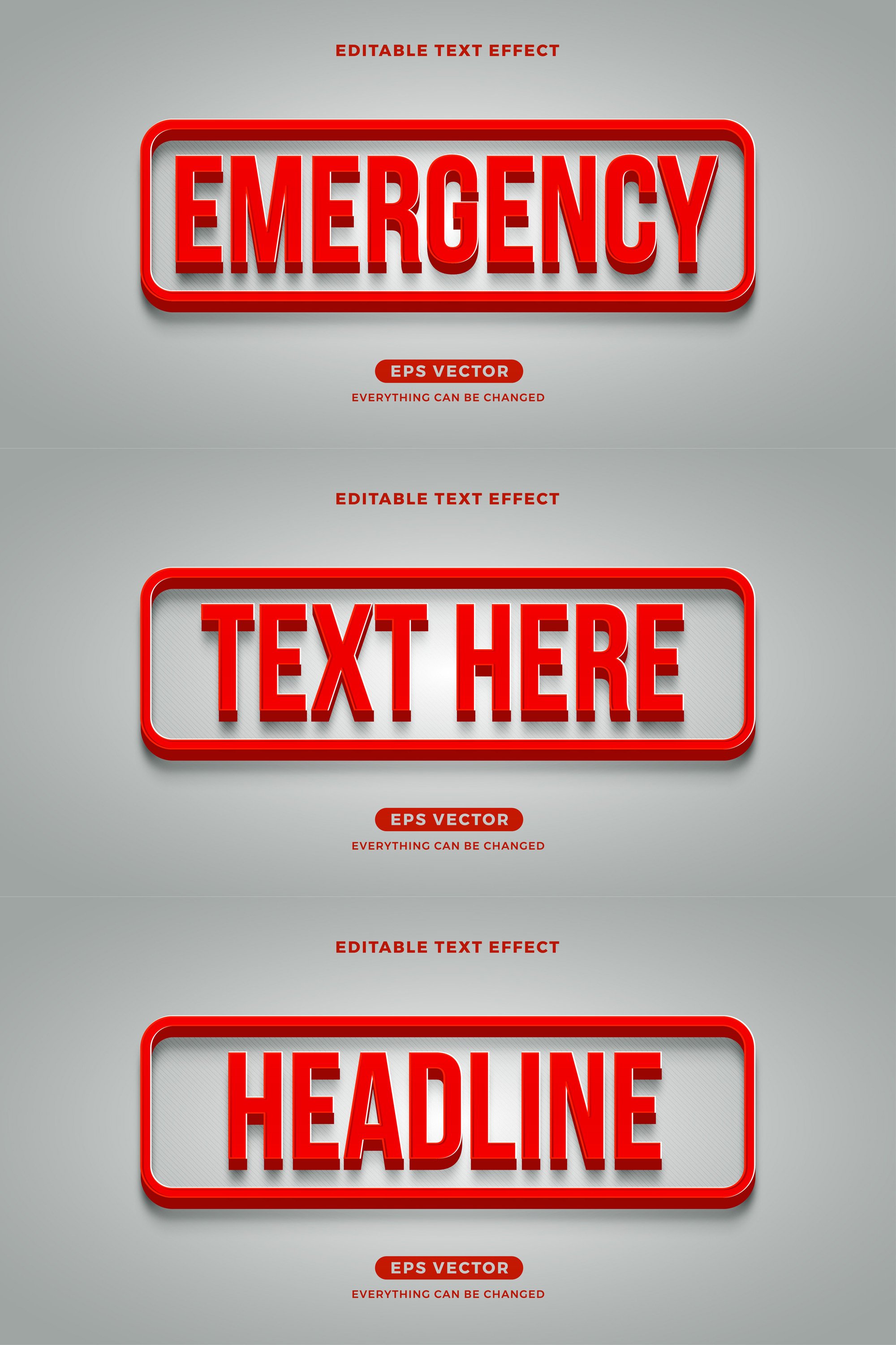 Emergency editable text effect vector template