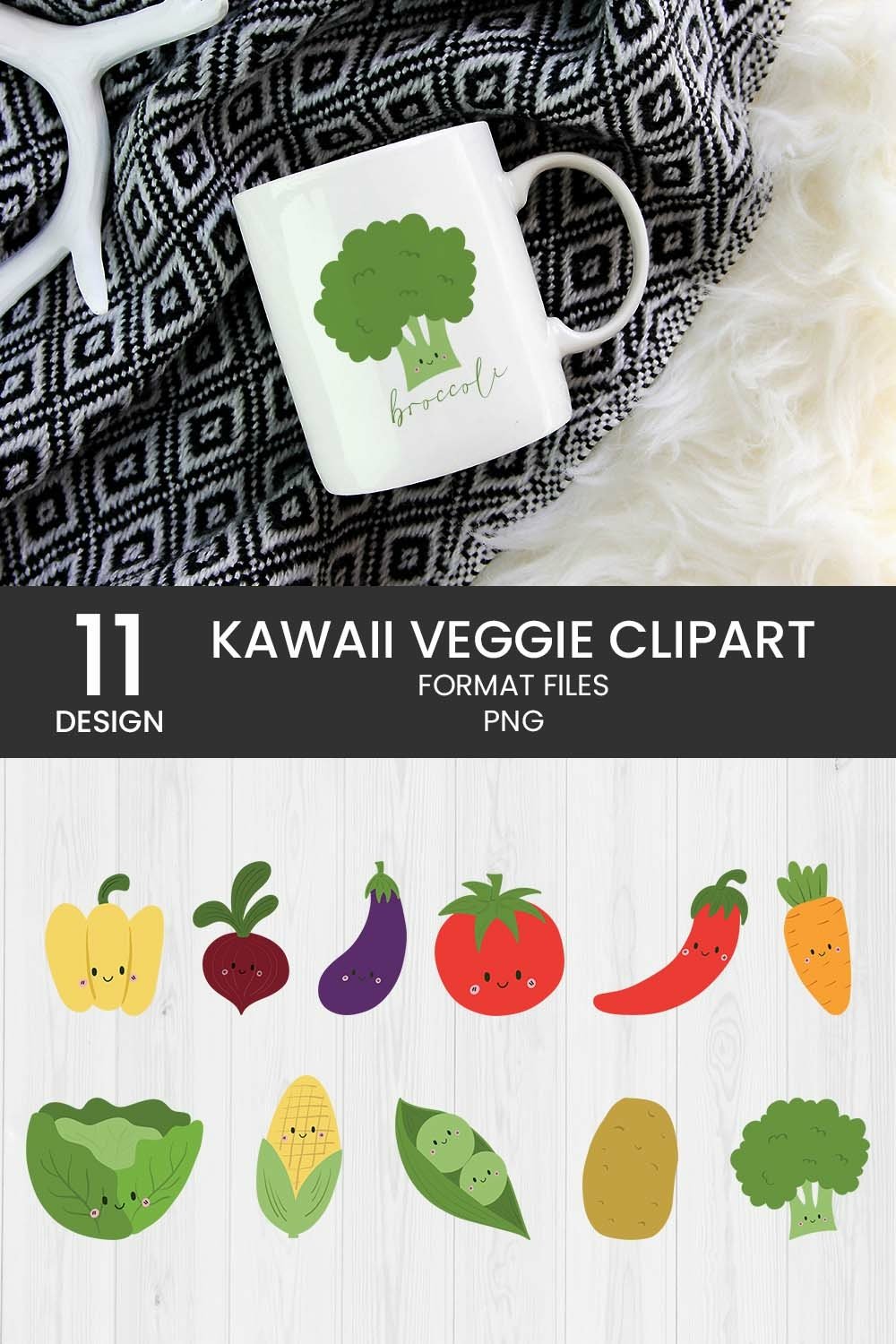 Cute Vegetables Clipart with 11 Variations