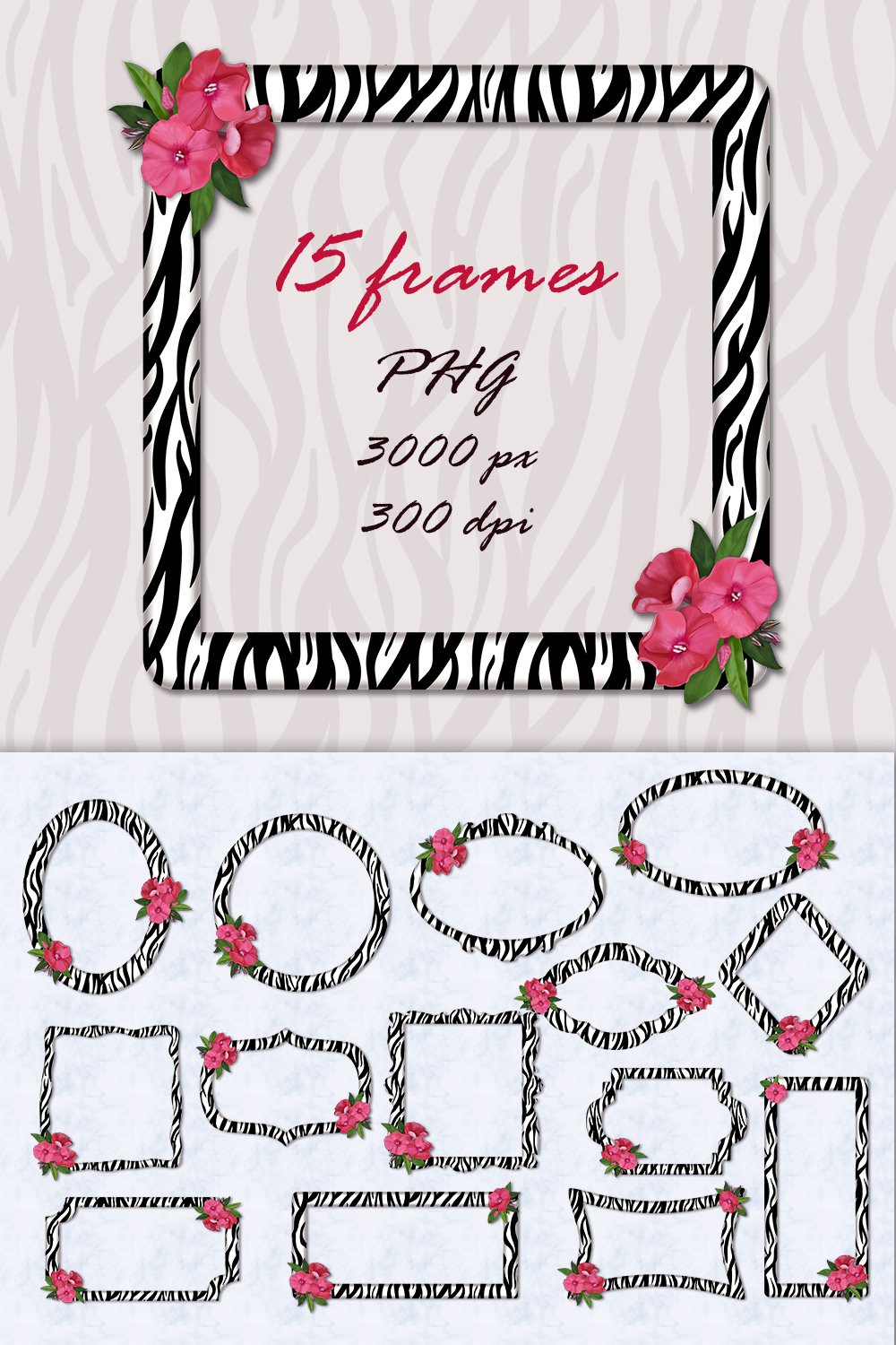Set of frames with zebra print